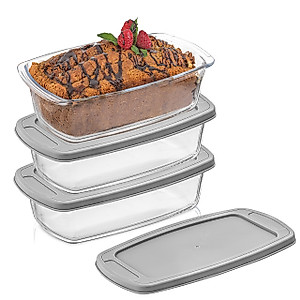 JoyJolt Glass Loaf Pan Set with Lid, Rectangular, 1.9 Quart, Deep, Meatloaf & Banana Bread Loaf Pans