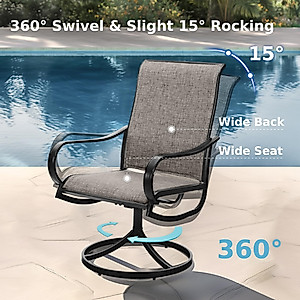 MFSTUDIO 6 Pieces Patio Sling Dining Swivel Chairs with Steel Metal Frame, Quick Dry Weather Resistant Outdoor Furniture Bistro Backyard Deck Chairs