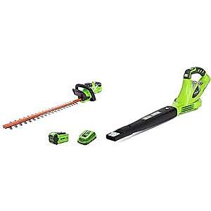 Greenworks 40V 24-Inch Cordless Hedge Trimmer and 40V 40V (150 MPH) Cordless Blower Combo Kit, 2.0Ah Battery and Charger Included