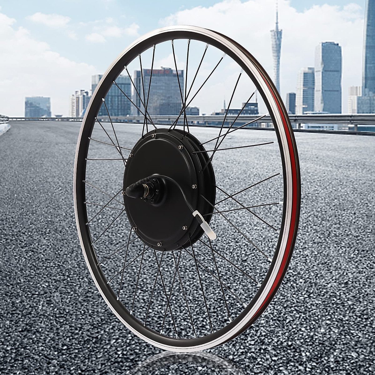 RIAHNEAH 700CC 48V E-Bicycle Conversion Kit, 1200W Front Wheel Electric Bicycle Pedal Assist Sensor Hub Conversion Kit, Motor Kit Universal Motor Wheel Kit with LCD Instrument