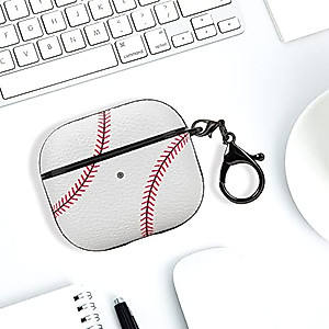 HIDAHE Case for Airpods 3 2021, Airpods 3 Cover, Airpods 3 Skin Accessories Sport Pattern Airpods 3 Cover Leather Case for Apple Charging Case for Airpods 3 2021, Baseball