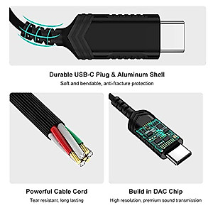 USB C Headphones, ACAGET Wired Earbuds for Galaxy S21 Plus Type C Magnetic Earphones with Mic HiFi Stereo Headset Volume Control Headphone for Samsung S22 S23 Ultra S20 FE A53 Pixel 7 6 iPad Pro Black