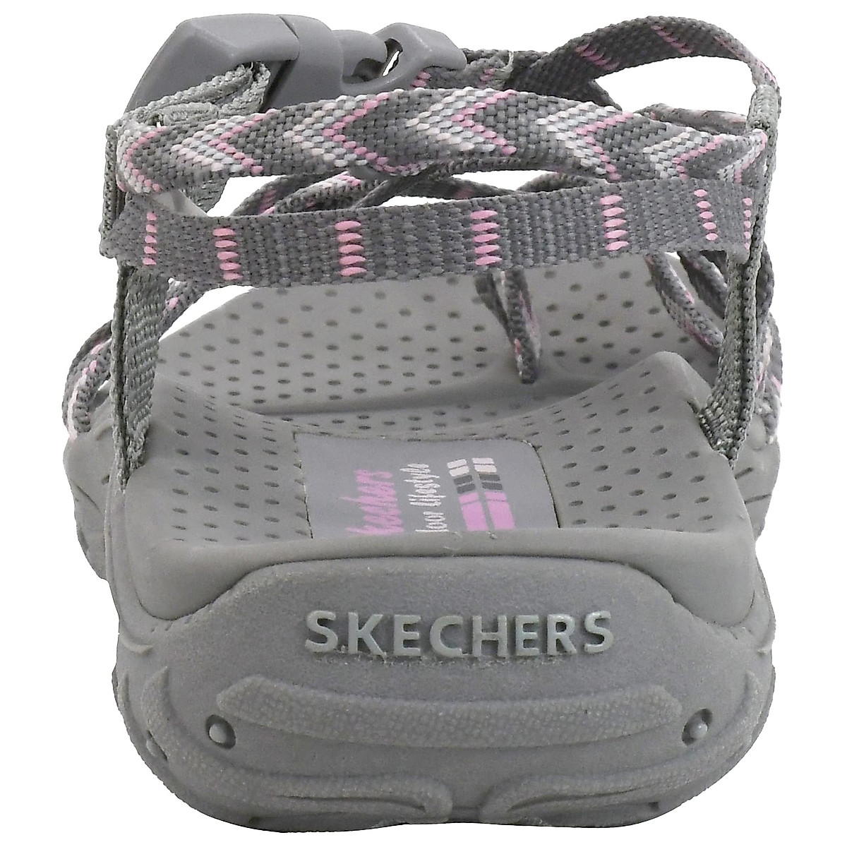 Skechers womens Reggae-islander - Multi-strap Toe Thong Slingback Sandal, Grey, 10 US