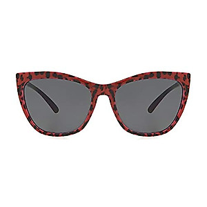 Sofia Vergara x Foster Grant Women's Sofia Sunglasses Cat Eye, Black and Red Leopard, 55 mm