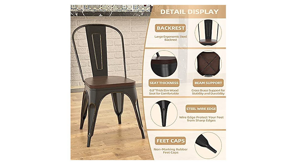 Shahoo Metal Dining Chairs - Stylish & Stackable Set of 4