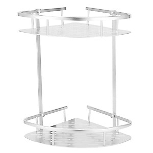 Corner Shower Caddy, 2 Tier Shower Corner Shelf Wall Mounted Aluminum Bathroom Shelves Shelf Organiser Triangular Shower Caddy Basket