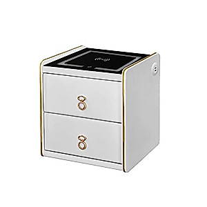 HIGOH Bedside Table Smart Bedside Cabinet Hotel Wireless Charging with LED Multi Functional Wood End Table USB Charging Bedroom Storage Cabinet