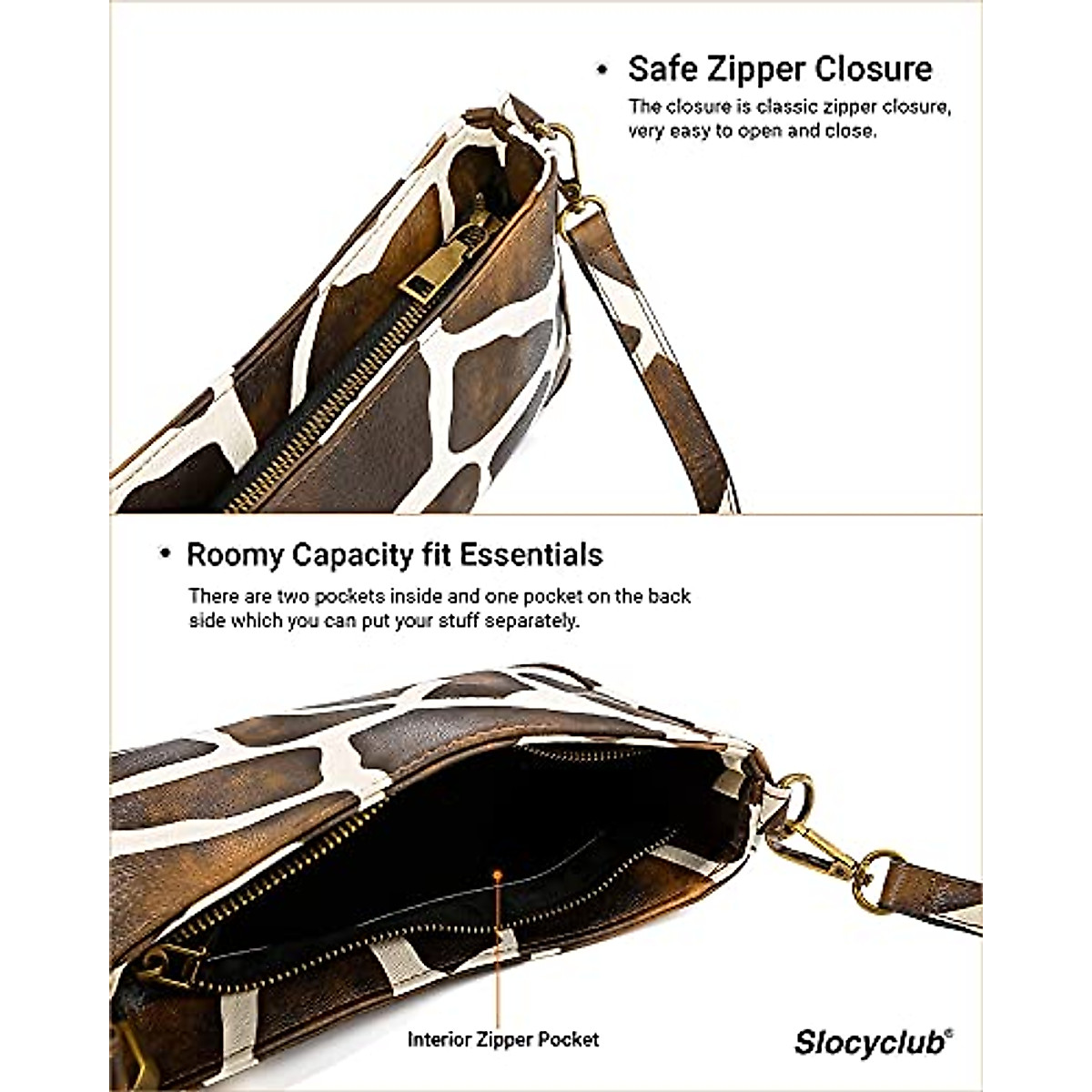 Slocyclub 90S Shoulder Bags for Women, Retro Classic Shoulder Bag with Zipper Closure for Women Vegan Leather Crocodile Purse Clutch Handbag