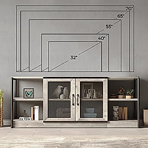 IDEALHOUSE TV Stand for 65+ Inch TV, Industrial Entertainment Center TV Media Console Table, Farmhouse TV Stand with Storage and Mesh Door, TV Console Cabinet Furniture for Living Room (Rustic Grey)