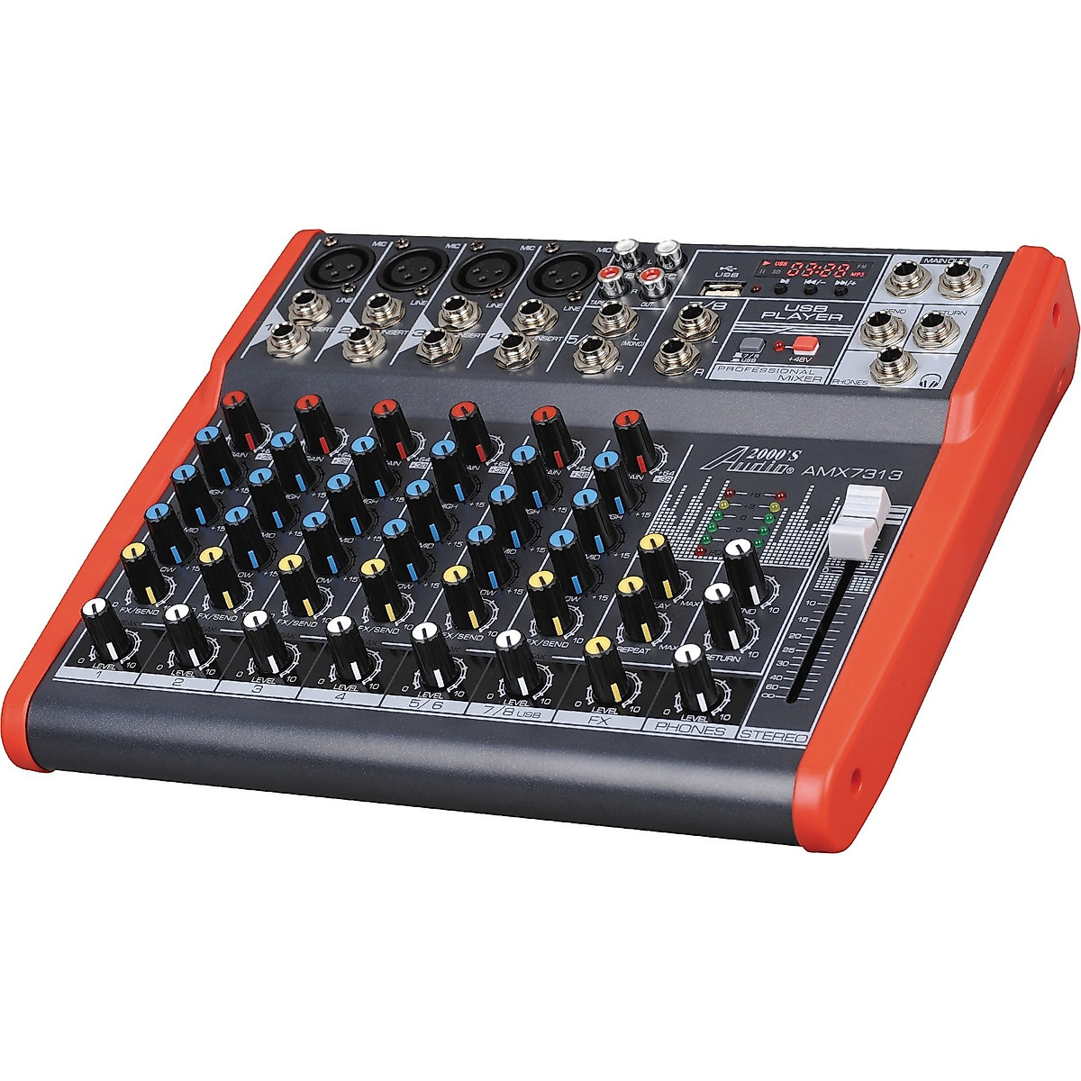 Audio 2000S AMX7313-Professional Eight-Channel Audio Mixer with USB and DSP Processor (AMX7313)