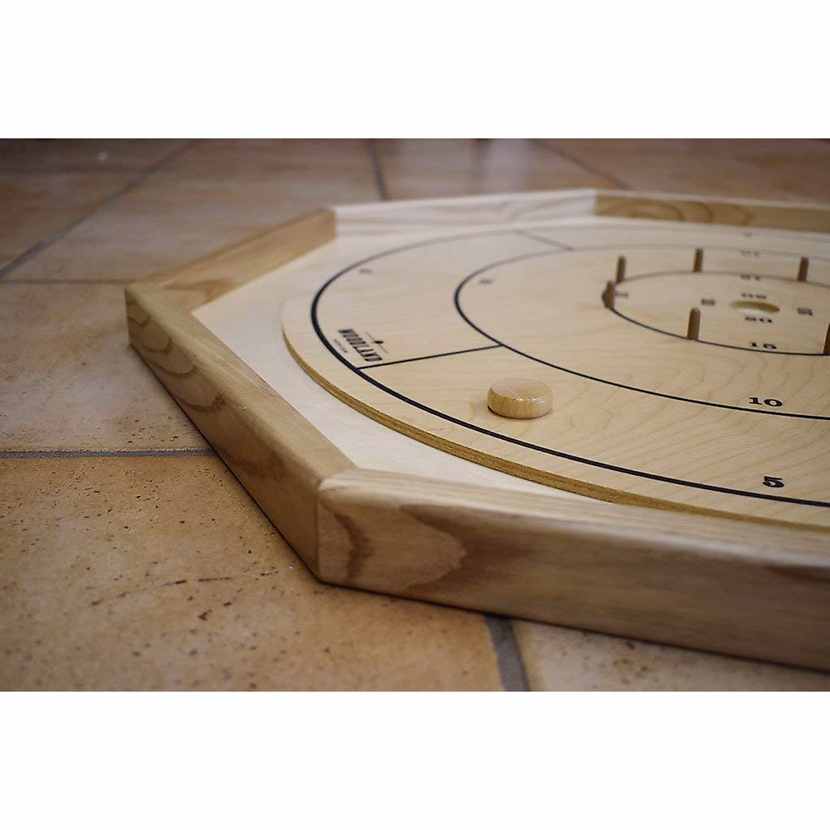 26 Natural and Green Crokinole Discs with a Velvet Pouch (Mini Discs - 1 3/32 Inch Diameter (2.8cm))