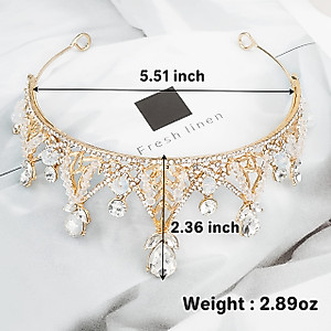 TOCESS Princess Crown and Tiara for Women Princess Gold Tiara Queen Costume Crystal Rhinestone Crown for Bride Bridal Girl Ladies Wedding Prom Birthday Festival Party, Ideal Gift for Women (Gold)