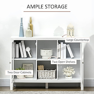 HOMCOM Sideboard Buffet Cabinet with Removable Wine Rack, Tempered Glass Door and Adjustable Shelves, Coffee Bar Cabinet for Living Room, Kitchen, Entryway, White