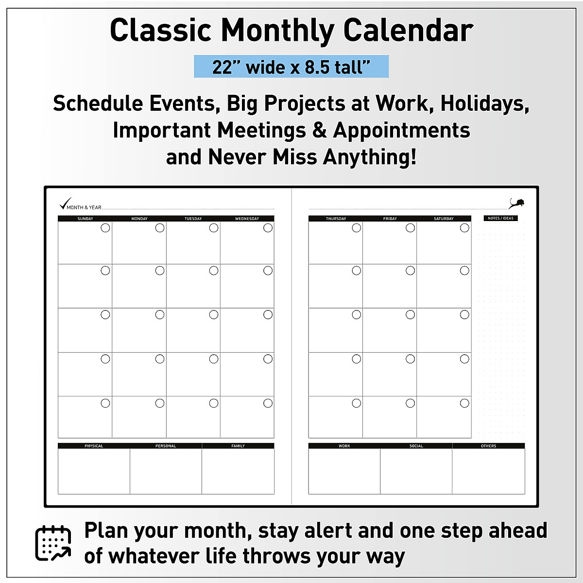 Daily Planner - Professional Life Planner, Calendar & Gratitude Journal to Increase Productivity, Time Management & Happiness - Vegan Leather Softcover, 6 Months, Undated 24 Hour Business Planner