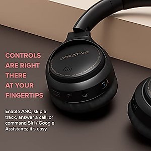 Creative Zen Hybrid (Black) Wireless Over-Ear Headphones with Hybrid Active Noise Cancellation, Ambient Mode, Up to 27 Hours (ANC On), Bluetooth 5.0, AAC, Built-in Mic, Foldable