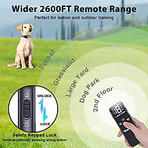 Dog Shock Collar, Dog Training Collar with Remote 2600FT, Haoteful Shock Collar for Large Medium Small Dogs 8-120lbs, 3 Modes Beep, Vibrating, Electric Shock, Security Lock, Waterproof & Rechargeable