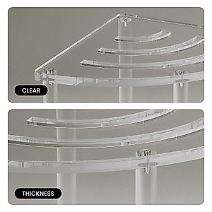 Sumerflos Acrylic Corner Shower Stool for Inside Shower - Clear Shower Bench With Storage Shelf for Shaving Legs Heavy Duty Waterproof Non-Slip Easy Assemble Modern