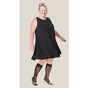 MANZI Plus Size Lady's Knee High Sheer Stockings for Women 6 Pairs Pack(Black,XL-XXL)