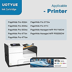 972X Color and Black High Yield Toner Set (4Pack,Black/Cyan/Magenta/Yellow) - UOTYE 972X Ink Cartridges Replacement for HP PageWide Pro 477dw 577dw 452dw 477dn 452dn 577z 552dw 377dw P55250dw Printer
