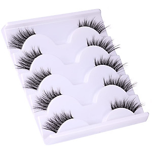 Half Lashes Lashes Natural Look Wispy 3/4 False Eyelashes Fluffy Clear Band False Cat Eye Lashes that Look Like Extensions Soft Handmade Reusable Lashes Pack