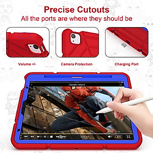 CCMAO Case for iPad Pro 11 Inch 2022/2021/2020/2018, iPad Air 5th/4th Generation 10.9 Inch Case with Pencil Holder, Heavy Duty Shockproof Protective Cover for Kids Boys Children, Red+Blue