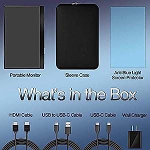 Portable Monitor – 2021 Upgraded 13.3 Inch 1080P FHD HDR FreeSync Slim USB-C Portable Display with Kickstand Type-C Mini HDMI Speakers for Laptop PC Mac Surface Xbox PS4 PS5 Switch Phone(Renewed)