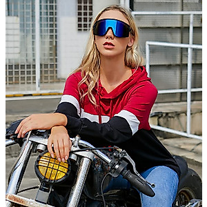 Karsaer Vision Big Shield Wraparound Sunglasses Rave for Men Women Neon Sun Visor Glasses Cycling Ski Shades 80s 90s