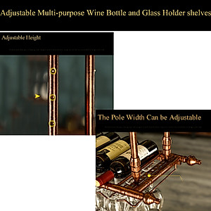 WGX Design For You Wine Bar Wall Rack 60'' Hanging Bar Glass Rack&Hanging Bottle Holder Adjustable(Bronze)