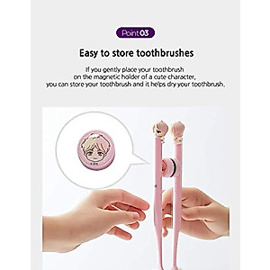 [BTS Official Merchandise] Fans Gift - K-Pop Idols Goods - BTS Character Figure Toothbrush with Convenient Magnetic Holder (Jung Kook)