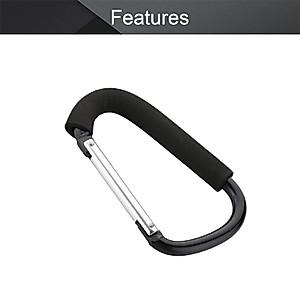 MroMax Pack of 1 Grocery Bag Holder Handle Carrier Tool Grip Your Tote，Handy Stroller Hooks, Multi Purpose Hooks, Pushchair Shopping Bag Hook Carabiner 6.3"*3.94" Maximum Load 6.61 lb (Black)