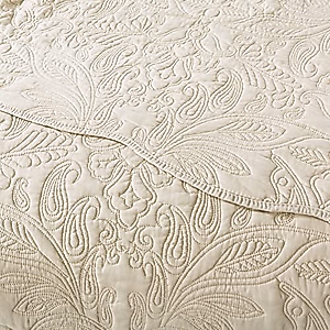 HoneiLife Oversized Bedspread Quilt Sets - 3 Piece California King Quilt Microfiber Bedspreads Reversible Coverlets Lightweight Bed Cover Paisley Bedding Sets All Season Quilts-111 x106,Beige