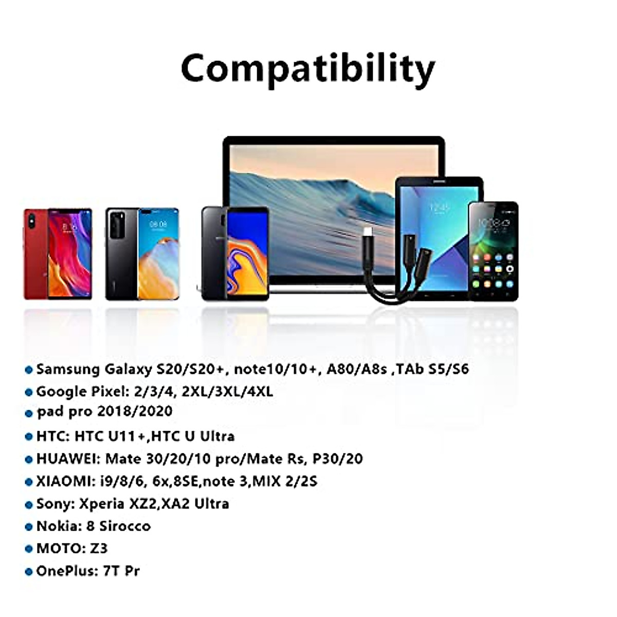 USB C Headphone and Charger Adapter,Audio Charge & Music Type C Splitter Audio and Charging Adapter Support Fast Charging,Call,Music, Compatible for Google Pixel/Huawei/Samsung