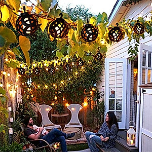 DANN Solar String Lights LED Outdoor Waterproof Flickering Flame Hanging Solar Lantern Lamp with 8 Ball for Patio Garden Yard