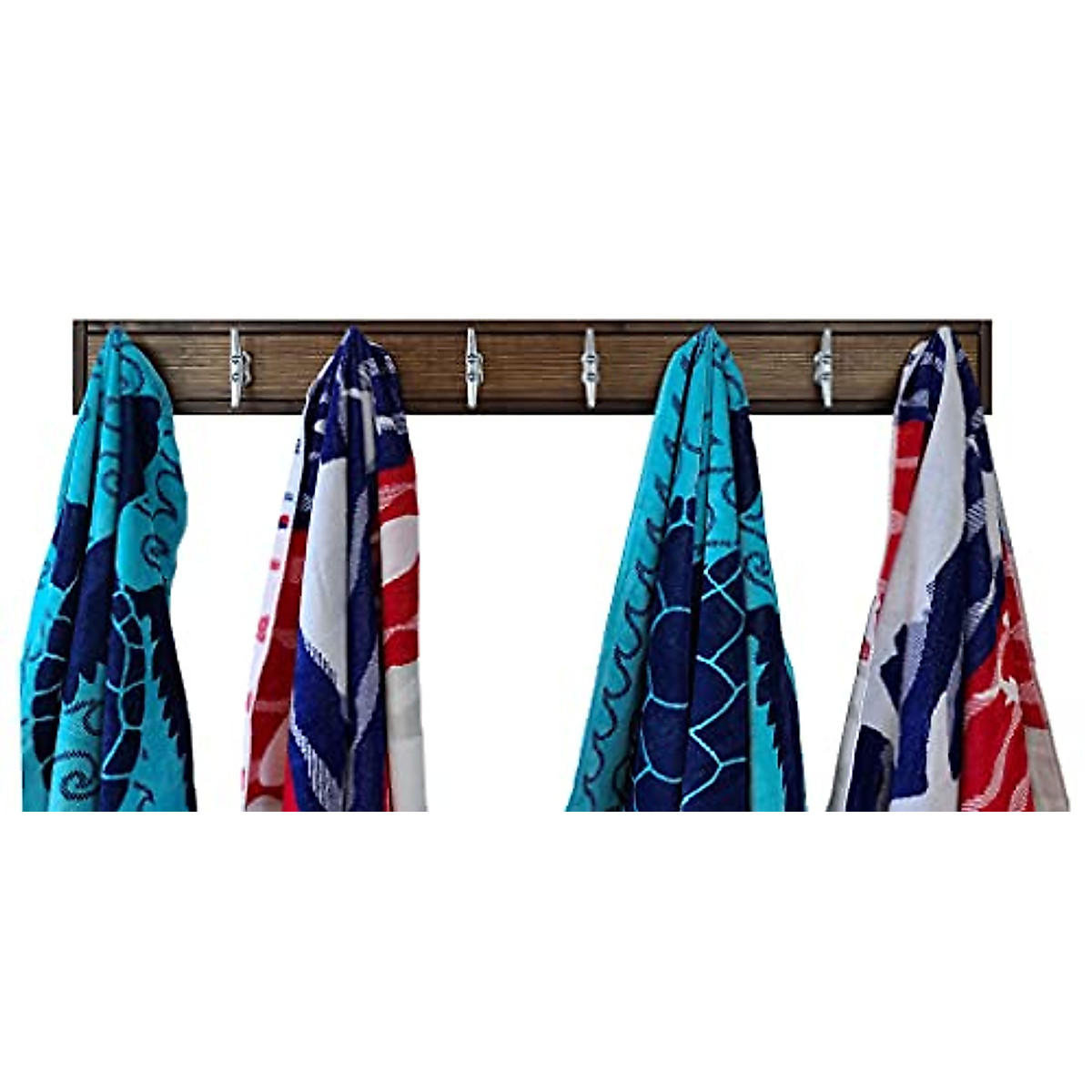 Bay View, Wood Boat Cleat Hook Rack, Rustic Hook Rack, Farmhouse Hook Rack, Wooden Coat Rack, Coat Rack Wall Mount- 4 Sizes and 20 Colors - Jacobean