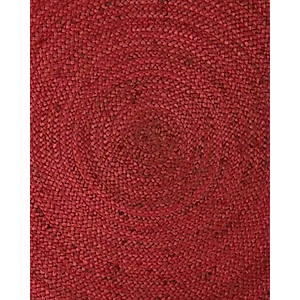 Vipanth Exports Round Jute Rug Farm House Hand Made and Hand Braided Area Rug for Kitchen, Bedroom, Living Room in Customize Sizes (Red, 30 Inches x 30 Inches)