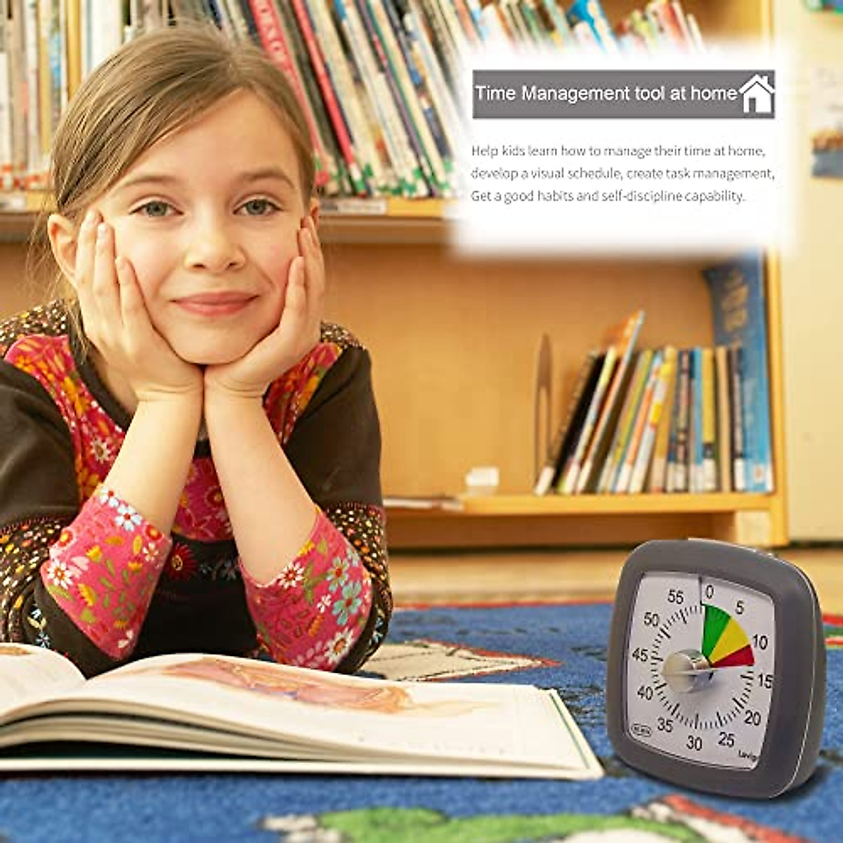 Lavigo 60 Minute Countdown Visual Timer for Adults Kitchen Cooking Kids Study Reading Classroom Teaching and Office, Three Colors Scale Designed, Quietly Count Time Management Tool(Gray)