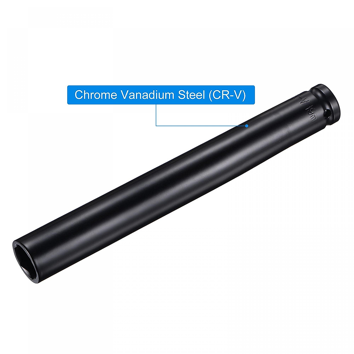 uxcell 1/2" Drive by 19mm Deep Impact Socket, Heat-Treated CR-V Steel 8" Length, 6-Point Metric Sizes