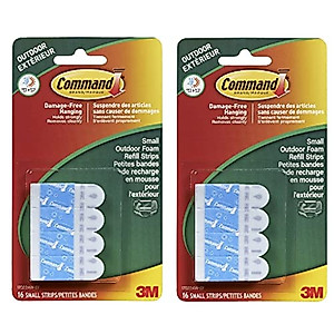 Command Outdoor Foam Hanging Strip Refills, Small, 16-Strips (17022AW-ES),2 PACKs