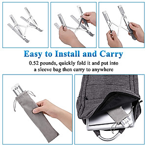 YOSHINE Adjustable Laptop Stand, Computer Stand for Laptop, Portable Laptop Holder, Foldable Notebook Stand, Desktop Ergonomic Laptop Riser for All Laptops and Notebooks Up to 15 inch