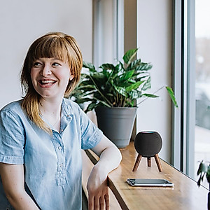 GGMM Real Wood Stand for HomePod Mini-Mid-Century Modern Style Wooden Dock with Sleek Metal Frame, Made of Black Walnut