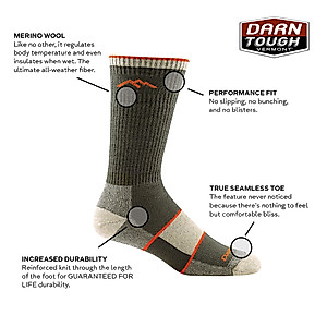 DARN TOUGH (Style 1933) Men's Hiker Hike/Trek Sock - Olive, Medium