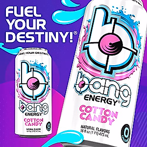 Bang Energy Cotton Candy, Sugar-Free Energy Drink, 16-Ounce (Pack of 12)