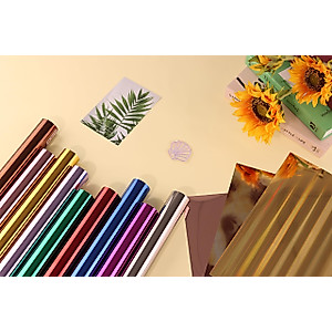 Tintnut Metallic Heat Transfer Vinyl Bundle Chrome HTV Vinyl,12 Sheets 12"x 10" Foil Holographic Gold Iron On Vinyl for Compatible with Cricut or Silhouette Cameo