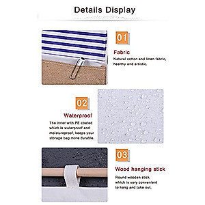 TopAAA Fish Extender Hanger Linen Cotton Fabric Wall Door Hanging Organizer Hanging Storage Bag 3 Pockets (Red)