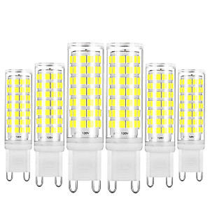 YUIIP G9 LED Light Bulb 7W Dimmable 50W 60W Halogen Bulbs Equivalent Daylight White 6000k AC120V Lamp G9 Bi Pin Base, Non-Flicker, 360°Beam Angle, Pack of 6