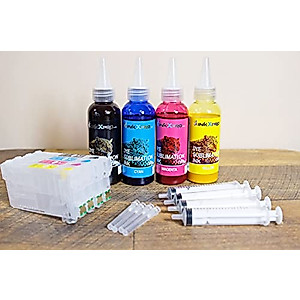 inkxpro Remanufactured 4X100ml Sublimation Ink Cartridge with one-time use chip for Epson 812XL T812XL Fit for Workforce Pro WF-7840 WF-7820 WF-7310 Printer for Sublimation Printing.