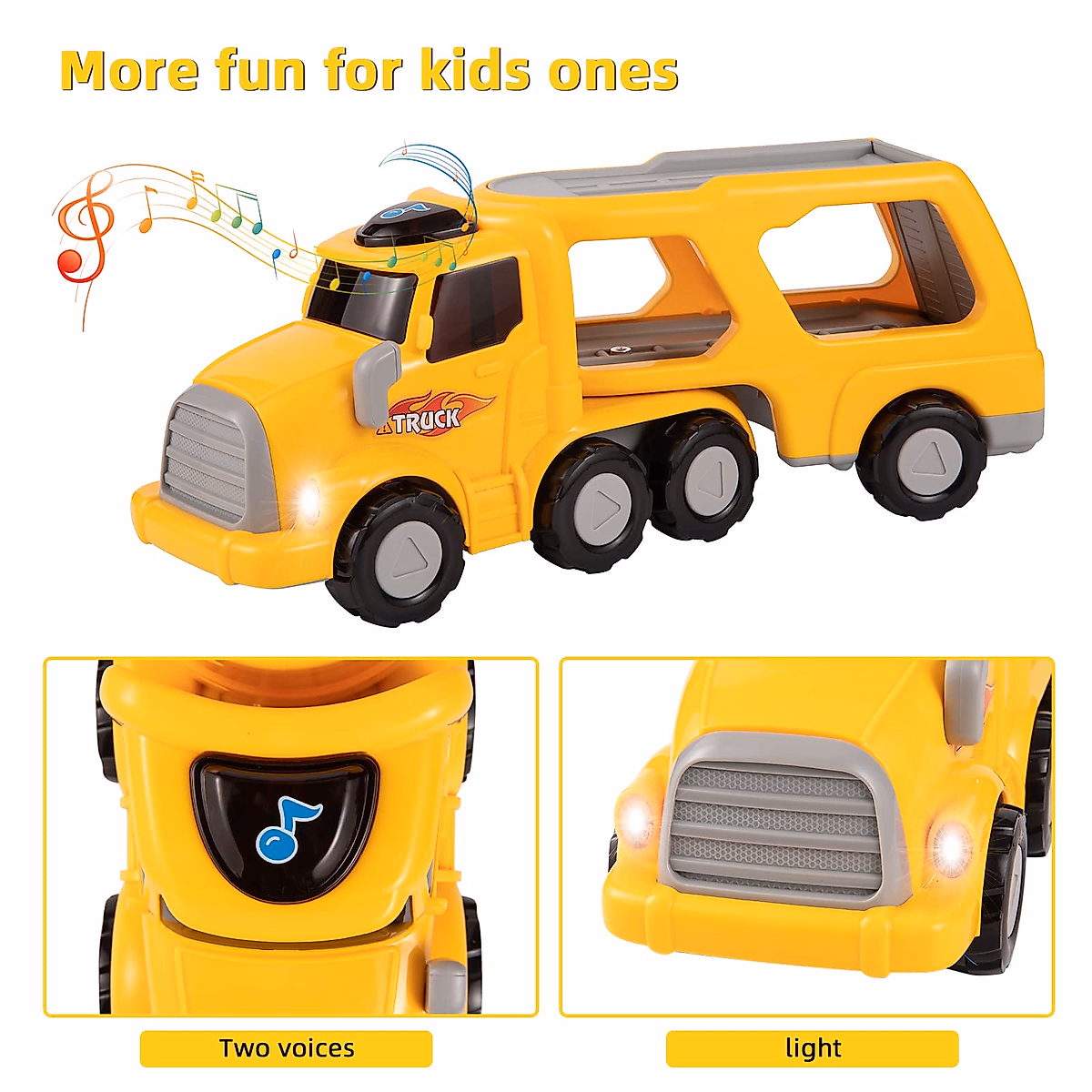 Construction Truck Toys for 3 4 5 6 7 Year Old Boys - 7 in 1 - Friction Power Vehicles Transport Carrier Toy Kids Toys Truck for Toddler Christmas Birthday Toddler Kids Boys Girls Baby Gifts.