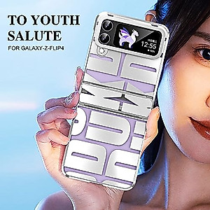 Cell Phone Case Ultra-Thin Lightweight Case Compatible with Samsung Galaxy Z Flip 4 with Hinge+Camera Lens Protector Shockproof Full Protective Rugged Cover (Electroplating) with Hard Protective Body