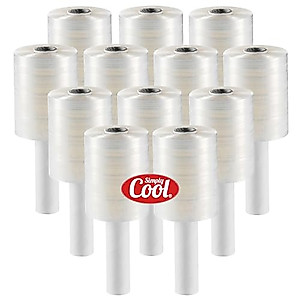12 Pack Industrial Strength Mini Hand Stretch Wrap 5" 1000 Ft Roll 80 Gauge Thick, Shrink Wrap Roll for Moving Supplies, Furniture, Pallets, Plastic Wrap for Packing, Heavy Duty Stretch Film
