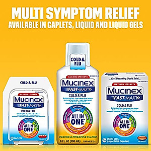 Mucinex Fast-Max Maximum Strength All-in-One Cold & Flu, Orange & Pineapple 6 oz